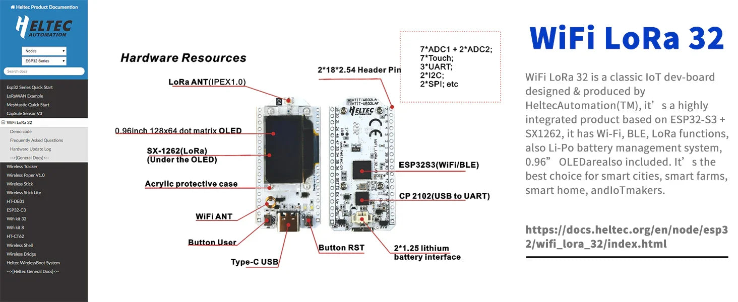 ESP32 LoRa Dev Board Kit with Battery & Antenna for IoT, Meshnology