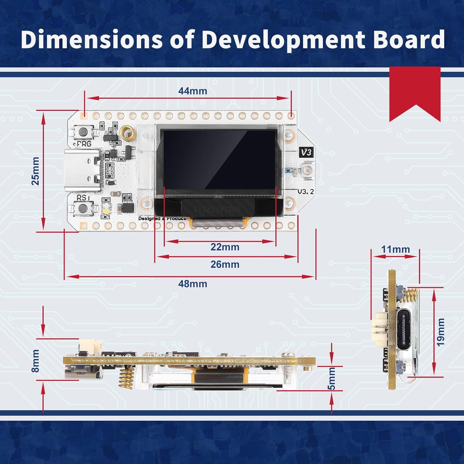ESP32 LoRa V3 Board + 4000mAh Battery & 915MHz Antenna for IoT – Meshnology