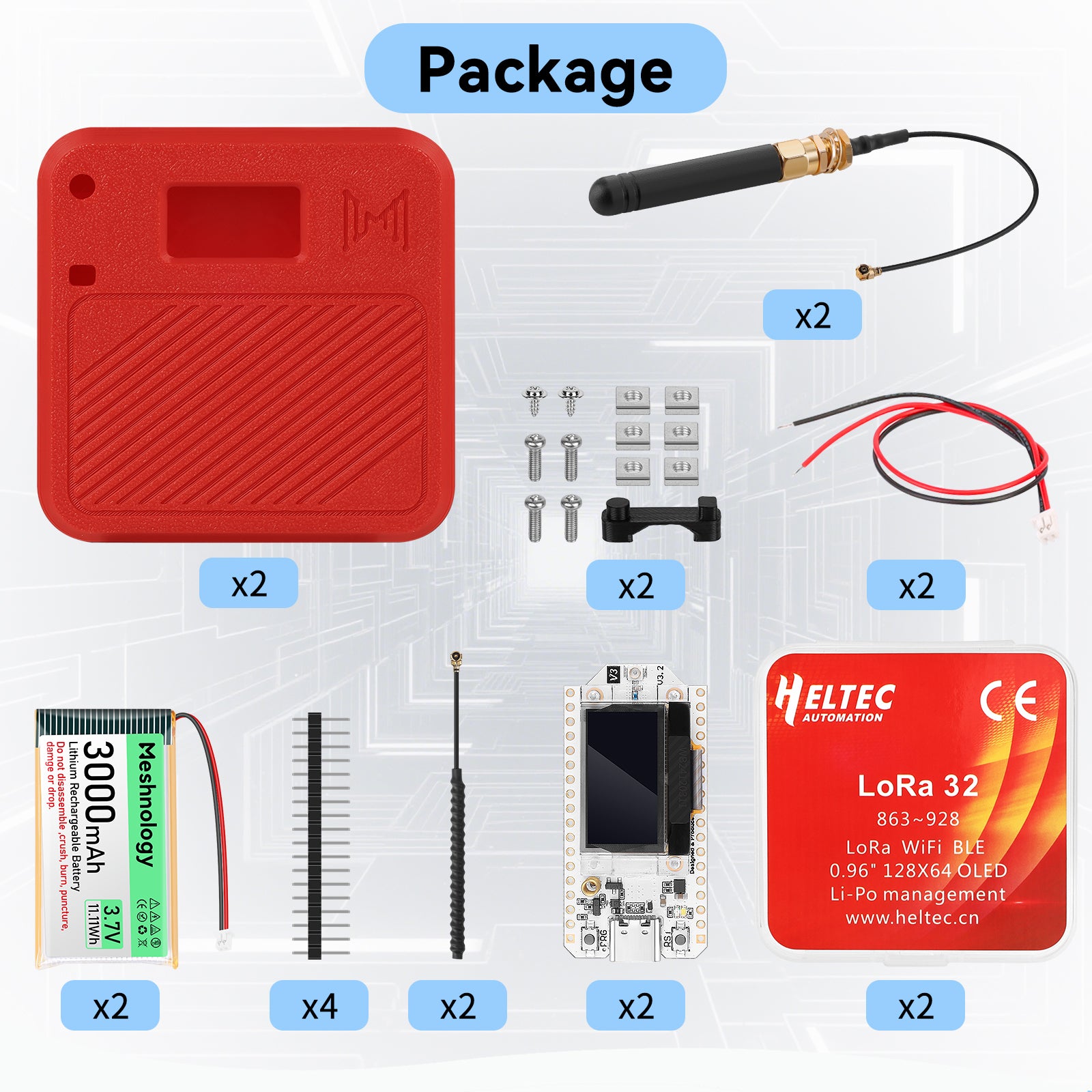 N32 - Heltec ESP32 LoRa V3 Develop Node Kit - 3000mAh Battery + 3D-Pri ...