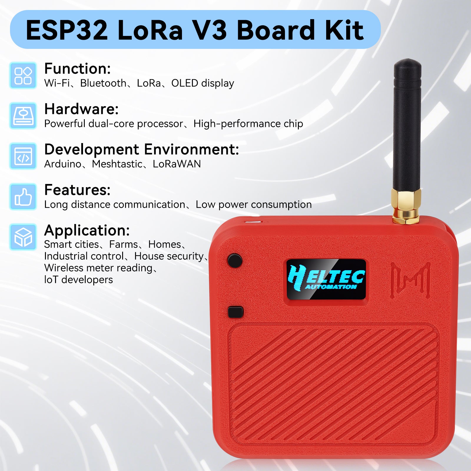 N32 - Heltec ESP32 LoRa V3 Develop Node Kit - 3000mAh Battery + 3D-Pri ...