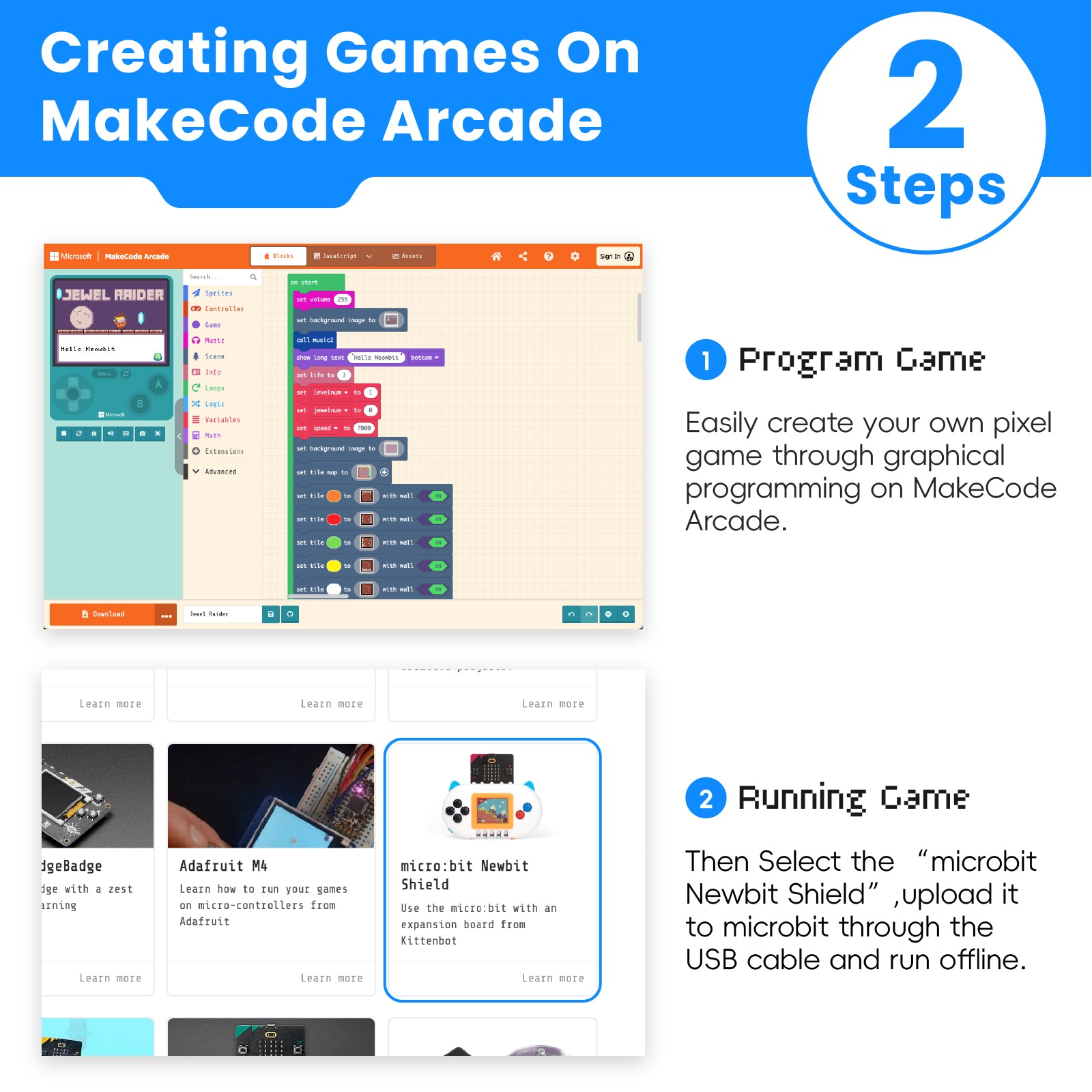 Meshnology Newbit Arcade Shield for BBC Microbit V2-Game Dev
