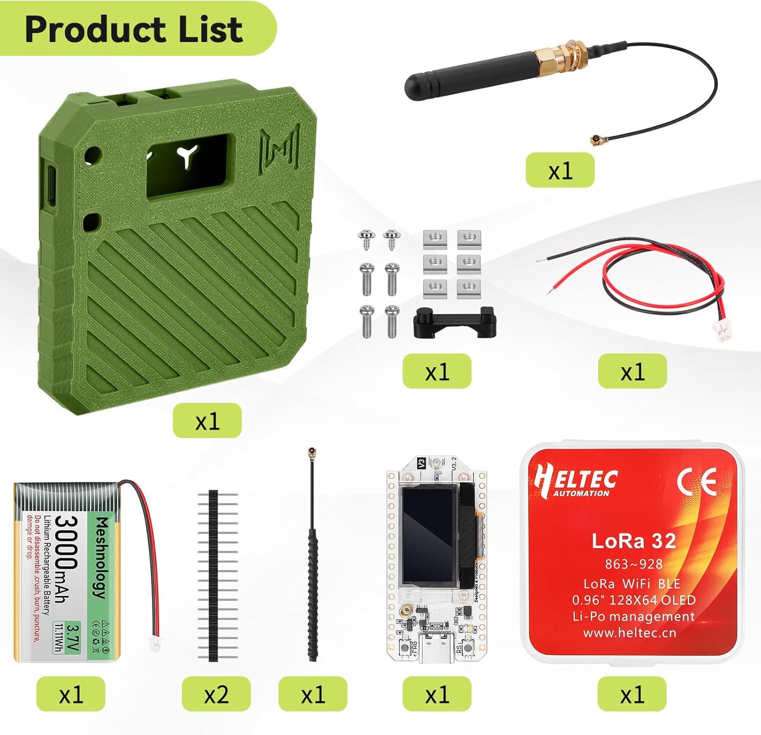 N33 ESP32 LoRa V3 Kit with 915MHz Antenna, Battery & Case for Meshtastic IoT – Meshnology