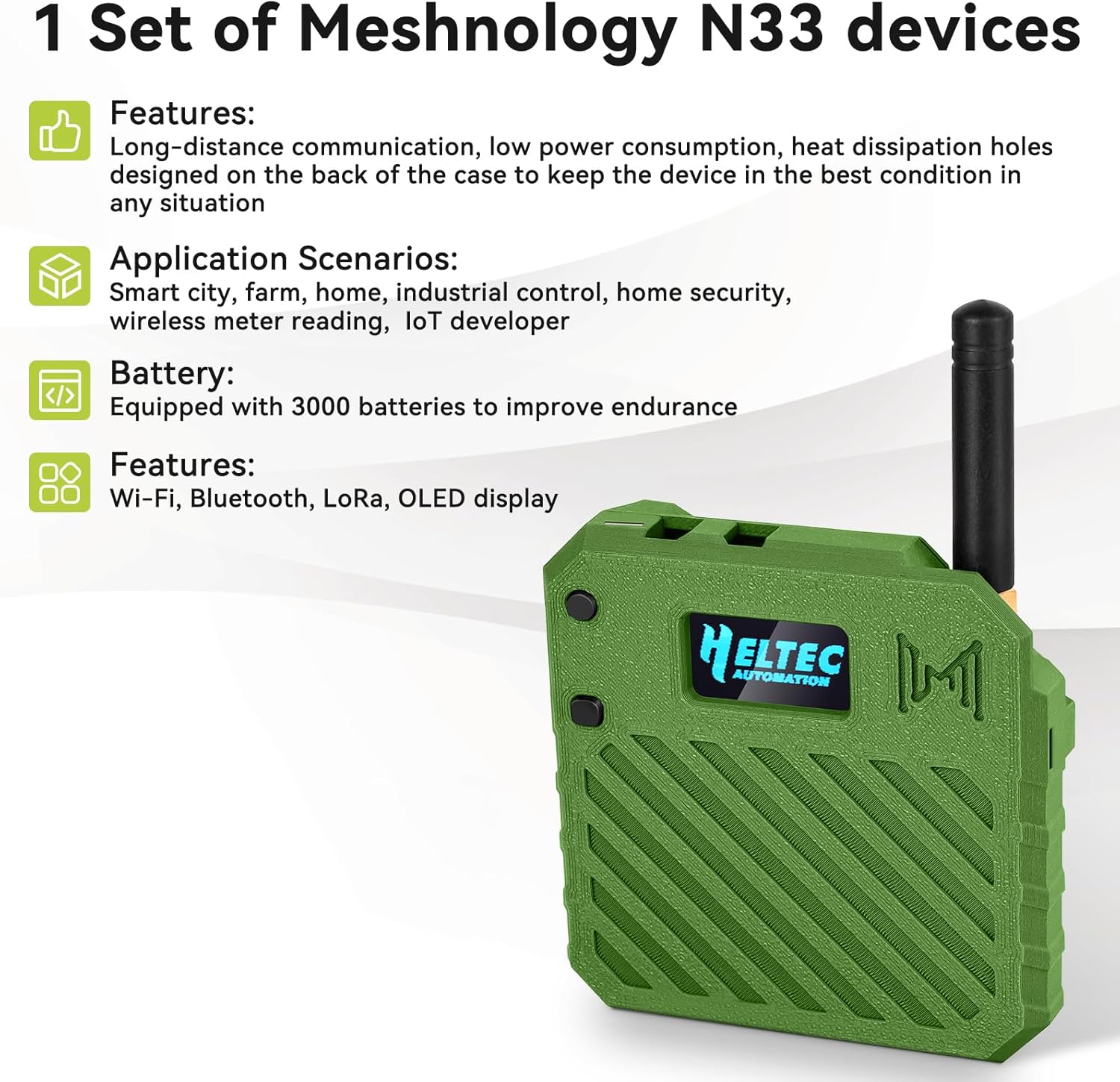N33 Esp32 Lora V3 Kit With 915mhz Antenna Battery And Case For Meshtastic Iot Meshnology