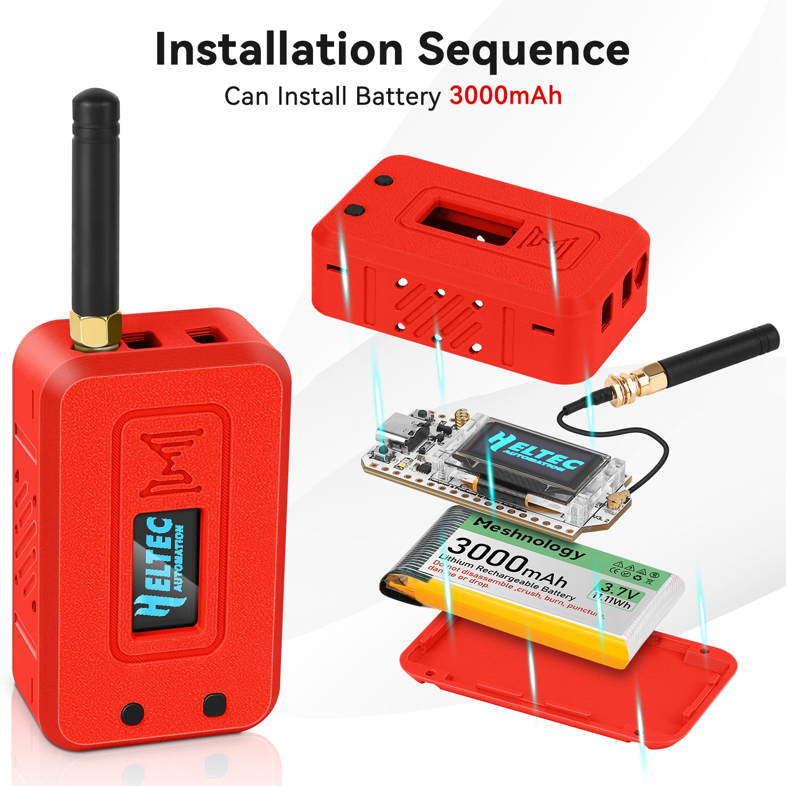 N35 - ESP32 LoRa V3 Board Kit - 863~928MHz Antenna, 3000mAh Battery, C – Meshnology