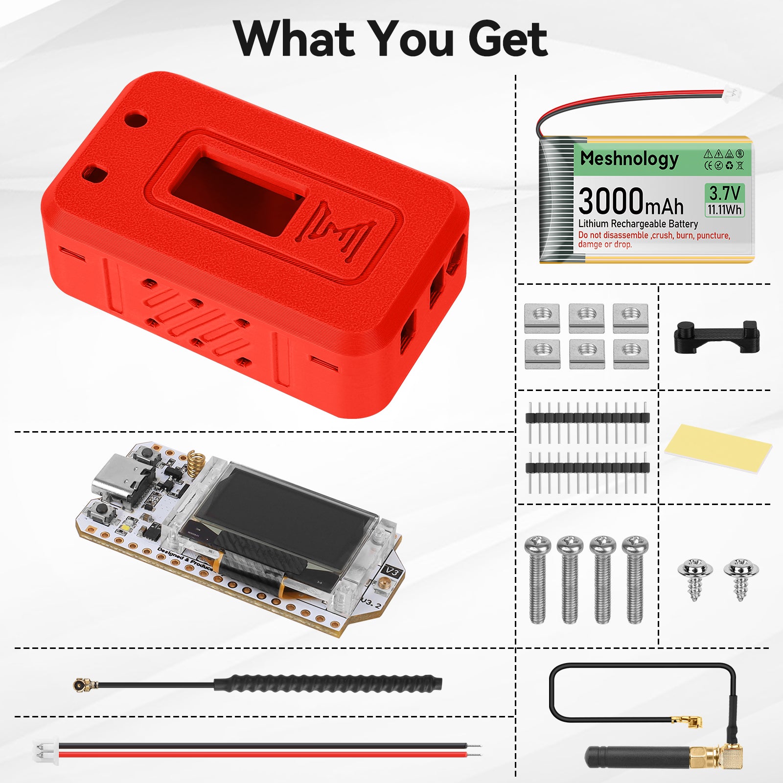 N35 - ESP32 LoRa V3 Board Kit - 863~928MHz Antenna, 3000mAh Battery, C – Meshnology