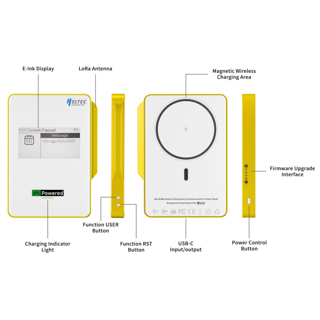 Heltec MeshPocket Magnetic Charging Power Bank Meshtastic LoRa Antenna ...