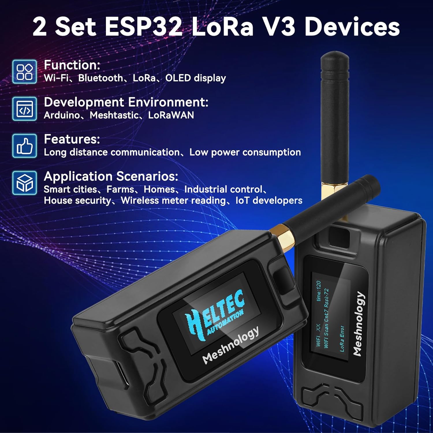 Heltec ESP32 LoRa V3 Node Meshtastic ESP32 Kit with 1100mAh Battery ...