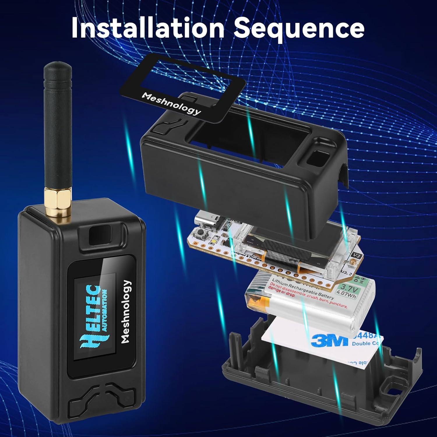 Heltec ESP32 LoRa V3 Node Meshtastic ESP32 Kit with 1100mAh Battery ...
